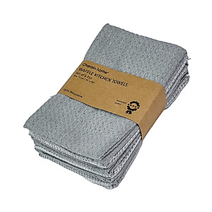 Chardin home Ecofriendly Upcycled Cotton Assorted Waffle Weave Kitchen Towels Set, Grey & White | 18x28 Inch Dish Cloths Set of 6 |Super Absorbent Reusable Ultra Soft Hand and countertop Tea Towels