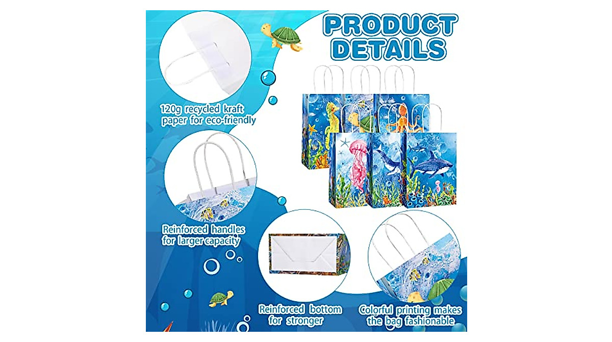 Colorful Sea Animals Party Gift Bags - 24 Pack