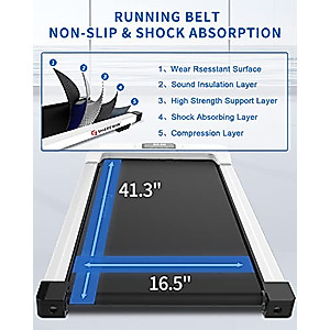 Desk Treadmill, Under Treadmill 2.5HP 300lb Electric Small Compact Mini Running Machine Walking Jogging for Home Office with Remote Control, White