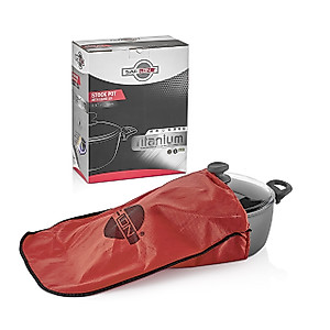 Saflon Titanium Nonstick 8-Quart Stock Pot with Tempered Glass Lid, 4mm Forged Aluminum with PFOA Free Coating from England