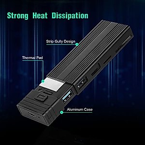 Kafuty-1 M.2 NVMe SSD Enclosure Adapter,USB C Type C SSD Enclosure,10Gbps Solid State Drive External Enclosure,Support USB2.0,TF Card,for Smartphone,Tablets,Game Consoles,etc.(Black)