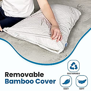 Sleepsia Standard Size Rayon Derived from Bamboo Pillow - Adjustable Shredded Memory Foam Neck Support Pillow, Breathable Pillow for Side, Back & Stomach Sleepers - Sleeping Pillow with Washable Cover