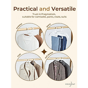 HOUSE DAY White Plastic Clothes Hangers, Heavy Duty Coat Hangers 24 Pack, Premium Thick Wide Shoulder Suit Hanger with Non-Slip Hook, Space Saving Hangers for Shirts, Sweaters, Dresses, Pants