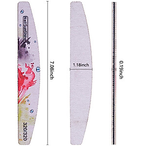 6 PCS Different Grit Nail Files and Buffers, Flower Pattern Emery Board (80-320 Grit) Professional Manicure Tools for Home and Salon Use