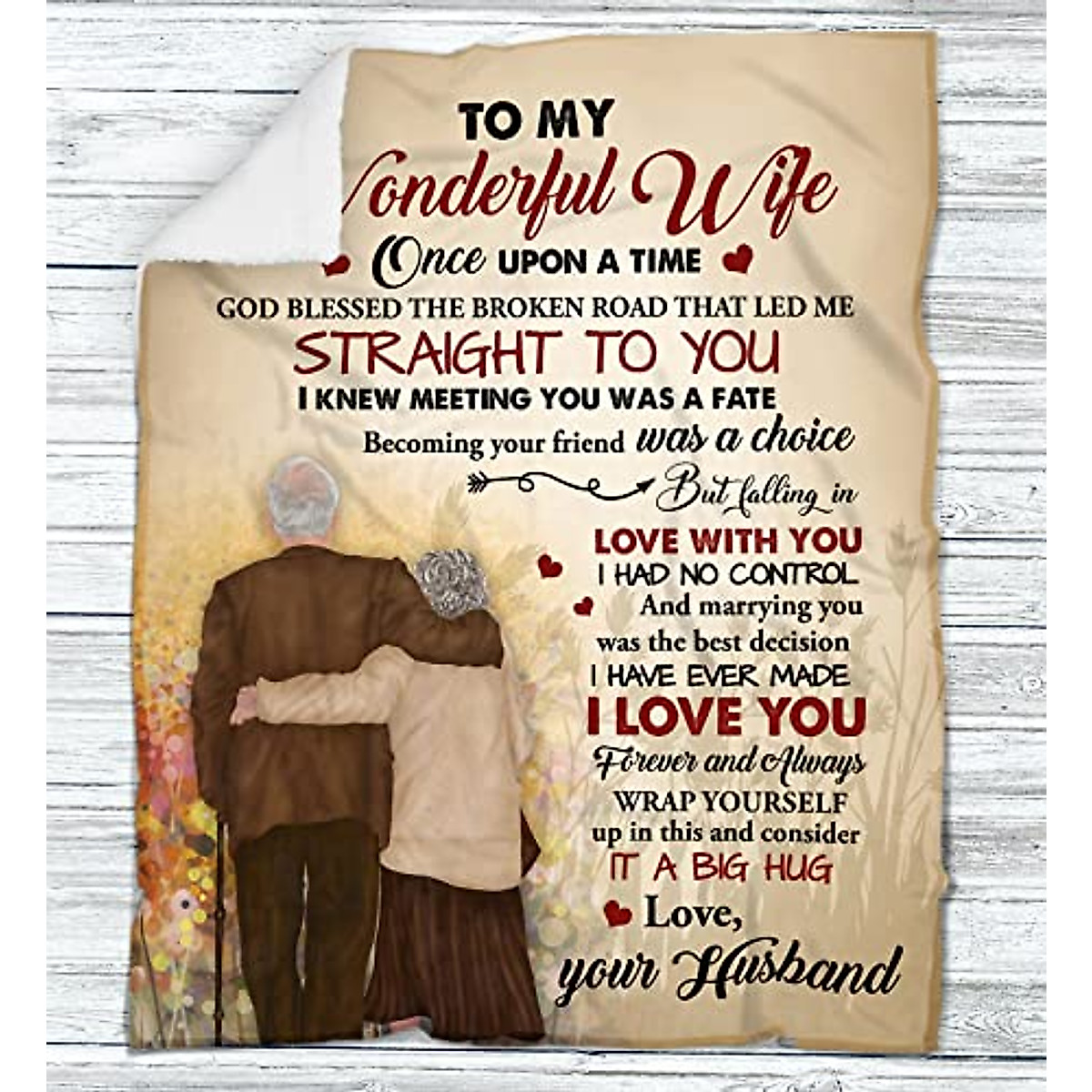 Personalized To My Wonderful Wife Throw Blanket, Gift To My Wife Blanket From Husband, Once Upon A Time, Love Letter Blanket, Customized Name, Custom Blanket for Valentine’s Day, Wedding, Anniversary