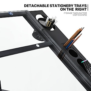 MoNiBloom Adjustable Height Drafting Table with Stool, Modern Style, Tough Glass Top, 28-36 in Length, 19 in Width, 30 in Height, Ideal for Artists, Designers, Office, Studio