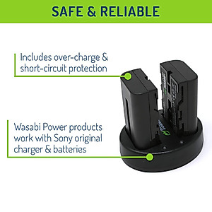 Wasabi Power Battery (2-Pack) and Dual USB Charger for Sony NP-F330, NP-F530, NP-F550, NP-F570 (L Series) and CN-160, CN-216, CN126 Series & Atomos Ninja V, Shinobi, Shogun 7, BMPCC 6K Pro and More
