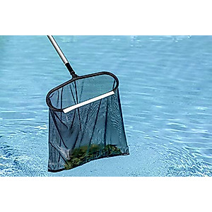 Poolmaster 21182 Premier Collection Solid-Core Aluminum Swimming Pool Leaf Rake with Durable Fine-Mesh Net, Medium, Silver