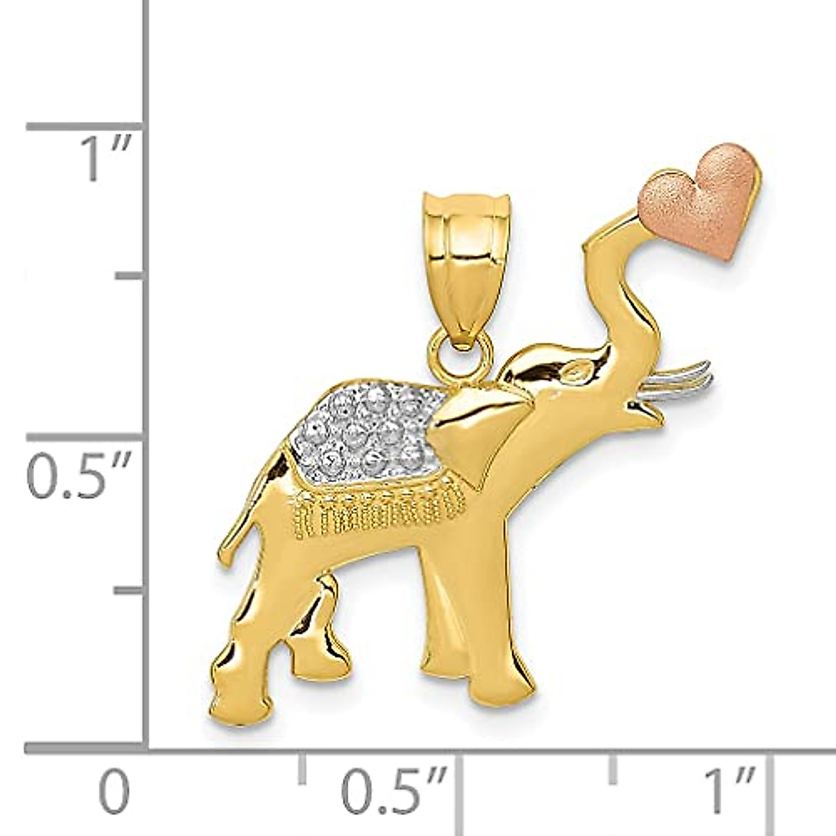 IceCarats 14K Two Tone Gold White Elephant Heart Necklace Love Pendant Charm Only