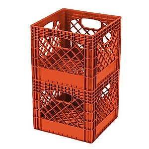 Buddeez MC01016O172C Milk Crates, 16-Quart, Orange, 2-Pack