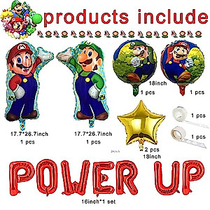 Super Bro Party Decoration Balloon Garland Arch Set, Girl and Boy Birthday Party Supplies,Super Bro Foil Balloon Latex Balloon, Used for Super Bro Themed Birthday Background Decoration