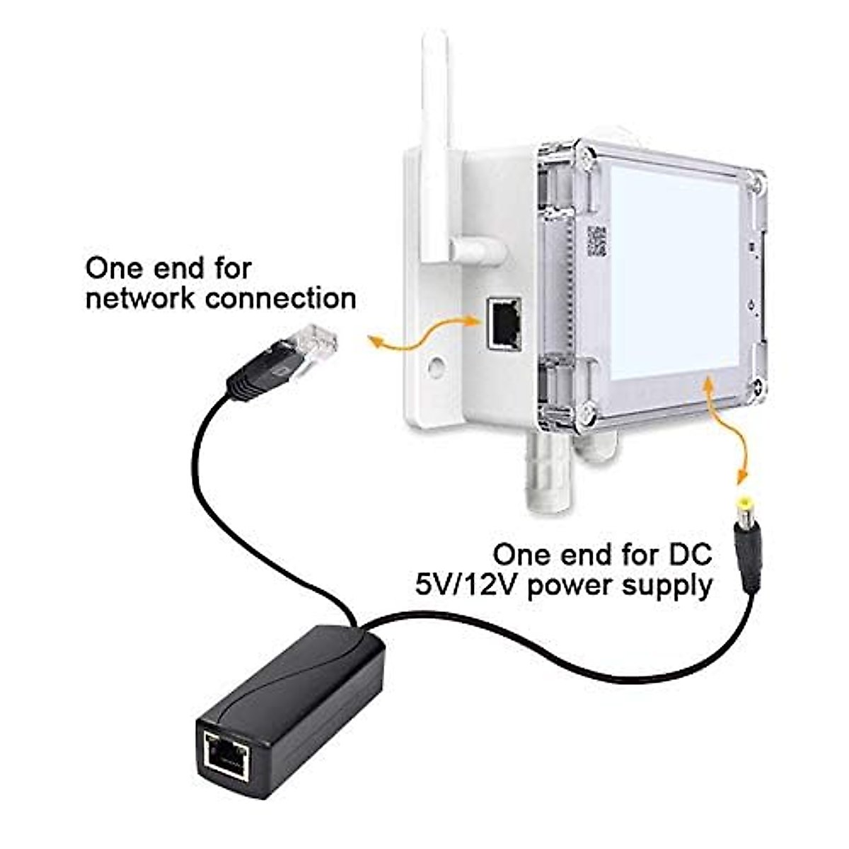 Ubibot POE Splitter for GS1-AETH Device, DC 12V Output, IEEE 802.3af Compliant, for Non-PoE IP Camera, AP, Router Voip Phone