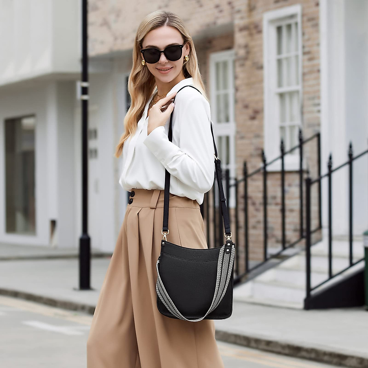 CLUCI Crossbody Bag Purse for Women 2Pcs Leather Hobo Handbag Wallet Set With 2Adjustable Guitar Strap Shoulder Handbag