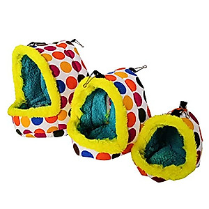 LANGMAN Parrot Perch Tents,Winter Warm Bird Nest House Plush Hammock Hanging Cave Happy Hut Hideaway (S)