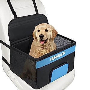 Henkelion Small Dog Car Seat, Dog Booster Seat for Car Front Seat, Pet Booster Car Seat for Small Dogs Medium Dogs Within 30 lbs, Reinforced Dog Car Booster Seat Harness with Seat Belt - Black