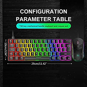 Qksky Mechanical Gaming Keyboard Green/Red Switch 62 Keys USB Wired Gaming Keyboard with 18 RGB Lights Effect Desktop PC Gamer Green switches