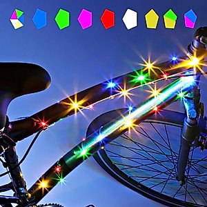 KIRIKIT Bike Frame Light, 9 Color in 1 Bike Wheel Spoke Light for Kids-Super Bright Waterproof Night Riding LED Bicycle Accessories with Batteries for Adult and Kid