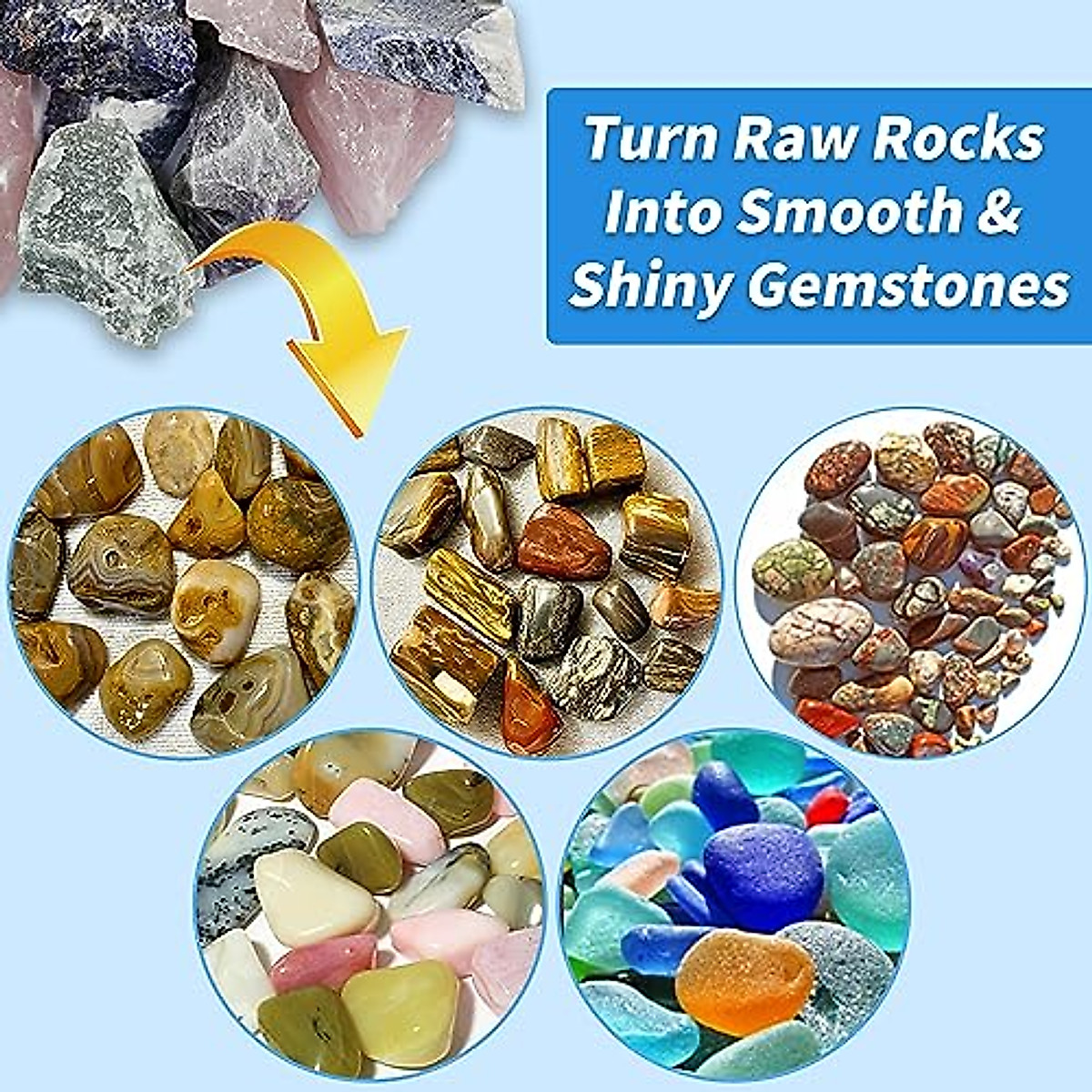 KomeStone Rock Tumbler Grits Kit, 4 Lbs, Polishing Grits & Ceramic Pellets Kit, Polish up to 25 Lbs Rocks, Compatible with Any Rocks & Rock Tumlers & Stone Polishers