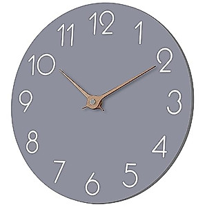 cicininc Wall Clock - Grey Wall Clocks Battery Operated, Modern Silent Wall Clocks Non-Ticking - Small Decorative Clock for Bedroom Kitchen Bathroom Office Living Room (10" Gray)