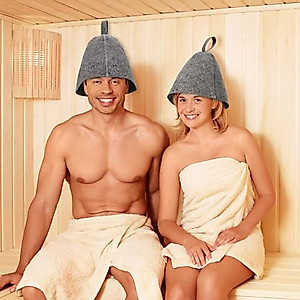 Tofficu Russian Banya Hat 2pcs Original Wool Sauna Hat Russian Felt Bath Hat Vaporarium Hat for Women Men Grey Vaporarium Hat