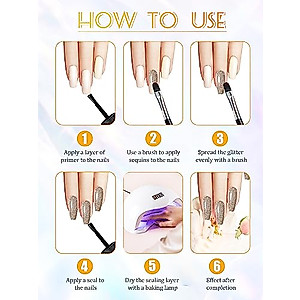 6 Boxes Holographic Nail Art Glitter Sequins Kits, CYHYII Nail Glitter Metallic Sequins Acrylic Dust Sequins Ultra-Thin Nail Art Sequins Sticker for Nail Design Nail Art Tips Decoration