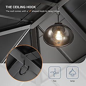 Amopatio 12' X 14' Hardtop Gazebo Permanent Aluminum Gazebos with Galvanized Steel Double Roof for Patio Lawn and Garden，with Curtains & Mosquito Netting