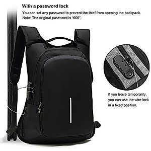 HuaChen Anti-theft Travel Backpack, Business Laptop School College Bookbag with USB Charging Port for Men Women (JSS11_Black)