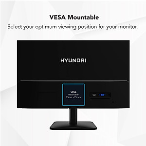 HYUNDAI 24 Inch Professional Thin LED Monitor - Full HD 1080p Resolution, HDMI & VGA Ports, 75Hz Refresh Rate VESA Mountable , Sleek Black Design for Home and Office (24FOM Series)