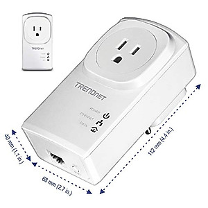 TRENDnet Powerline 500 AV Nano Adapter Kit with Built-in Outlet, Power Outlet Pass-Through, Includes 2 x TPL-407E Adapters, Plug & Play, Ideal for Smart TVs, Gaming, White, TPL-407E2K