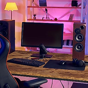 HealSmart Computer Office 47 Inch Writing Small Space Study Table Modern Simple Style Worktable with Storage Bag Wooden Desk for Home, Bedroom, Brown