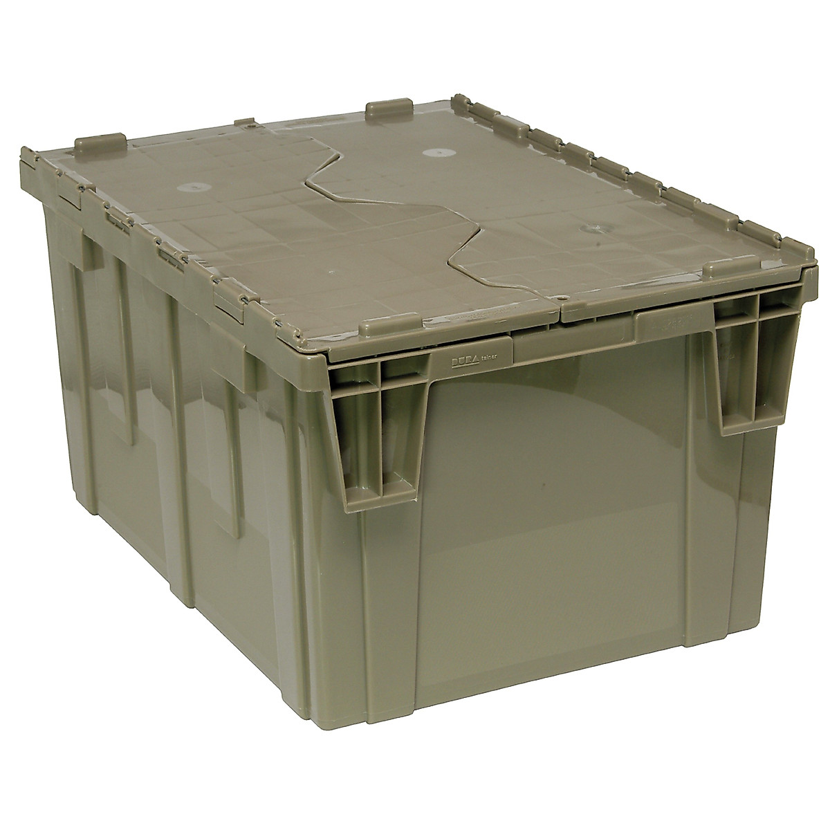 Quantum QDC2420-12 Plastic Storage Container with Attached Flip-Top Lid, 24" x 20" x 12", Gray