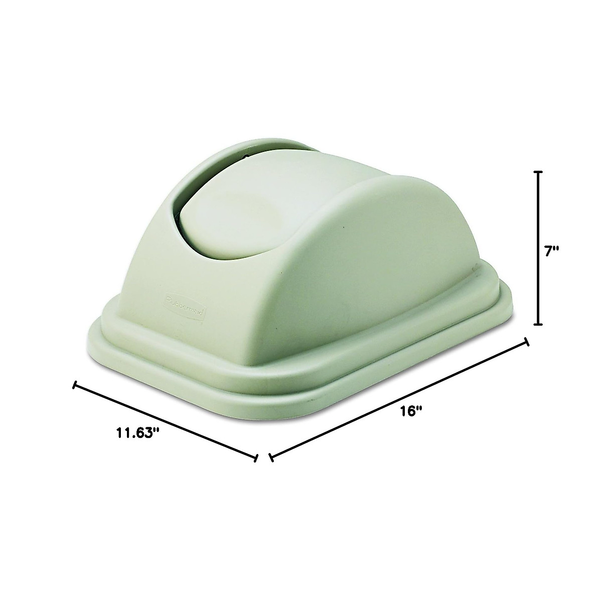 Rubbermaid Commercial FG306700BEIG Untouchable Polypropylene Top for Large Trash Cans, Beige