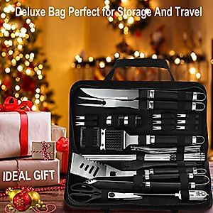 POLIGO 29 PCS BBQ Grill Accessories Stainless Steel BBQ Tools Grilling Tools Set with Storage Bag for Father's Day Dads Birthday Presents - Camping Grill Utensils Set Ideal Grilling Gifts for Men Dad