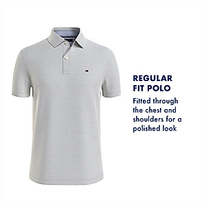 Tommy Hilfiger Men's Polo Shirt Regular Fit, Tommy Black Large