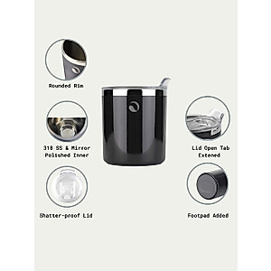 Drinco- 10oz Stainless Steel Tumbler, Vacuum Insulated Tumbler Whiskey Glass, Rocks Glass, GULT (10oz Whiskey Tumbler, Jet Black)