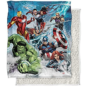 Marvel Avengers Highly Rendered Silky Touch Sherpa Back Super Soft Throw Blanket