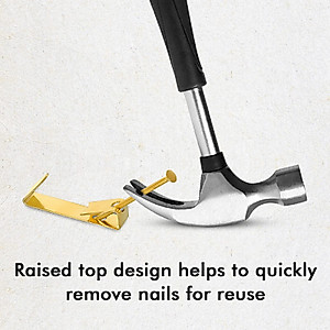 Hooks for Hanging Pictures with Nails - ROBUST 50pcs Picture Hanging Kit, Wall Hooks for Hanging Pictures for Picture Frame, Canvas, Mirror, Art (N6 Gold)