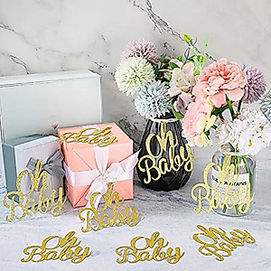 10 Pieces Baby Shower Cutout, Baby Table Centerpiece, Glitter Gender Reveal Party Decoration, Baby Shower Table Decoration with Rope for Home Birthday Party, Kids' Party Decoration (Gold)