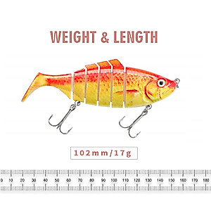 New Fishing Lures for Bass Salmon Trout, Multi Jointed Swimbait Slow Sinking Bionic Swimming Lures Bass Freshwater&Saltwater Lifelike Bass Lures Fishing Tackle,Fishing Gifts for Men (Color B+C+D+E)
