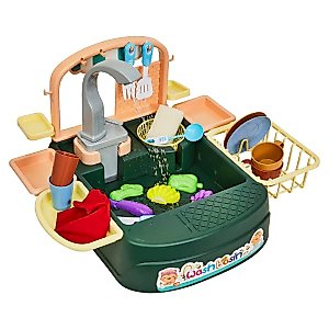 Hey! Play! Play Kitchen Set for Kids – Functional Sink Water Toy with Automatic Cycling System – Dishwashing Playset with Fun Accessories