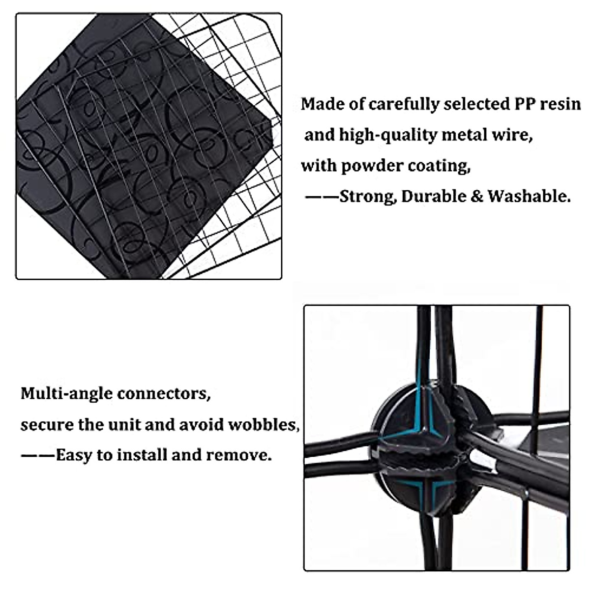 PINVNBY Metal Mesh Small Animal Cage 3-Tier Rabbit Wire Pen Fence with Ramps Pet House with Doors Cats Playpen for Kitty Puppy Bunny for Indoor Use (Black)