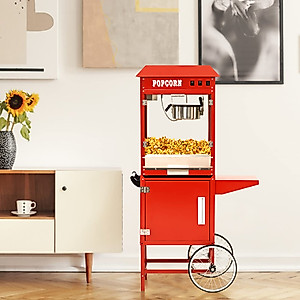 Gravee Commercial Popcorn Machine Cart, Popcorn Maker Machine [Professional][ 8 Oz ]Popcorn Machine with Stand With 8 Oz Kettle Makes Up to 60 Cups, With Lockers for Home Movie Theater Style…