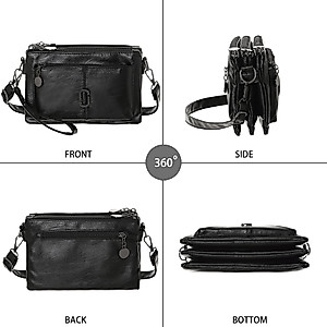 MINICAT Treble Pockets Small Crossbody Purse Soft Synthetic Leather Cell Phone Purse Wallet for Women (Style01-Grey)