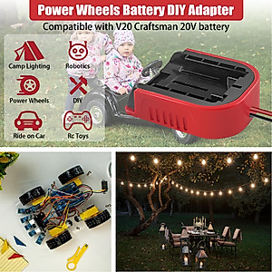 2 Pack Power Wheel Adapter for Craftsman 20V Lithium Battery Adapter Kit with Switch & Fuses & Wire Terminals, with 14 Gauge Wire,Power Convertor for DIY Ride On Truck,RC Toys,Robotics and Work Lights