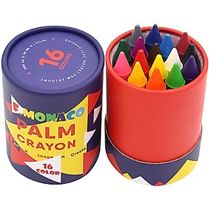 Lebze Jumbo Crayons for Toddlers, 16 Colors Non Toxic Crayons, Easy to Hold Large Crayons for Kids, Safe for Babies and Children Flower Monaco
