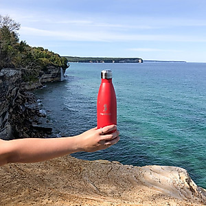 Aquapelli Vacuum Insulated Sport Bottle, 16 ounces, Pompeian Red