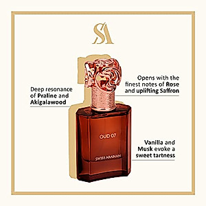 SWISS ARABIAN Oud 07 - Luxury Products From Dubai - Long Lasting And Addictive Personal EDP Spray Fragrance - A Seductive, Signature Aroma - The Luxurious Scent Of Arabia - 1.7 Oz