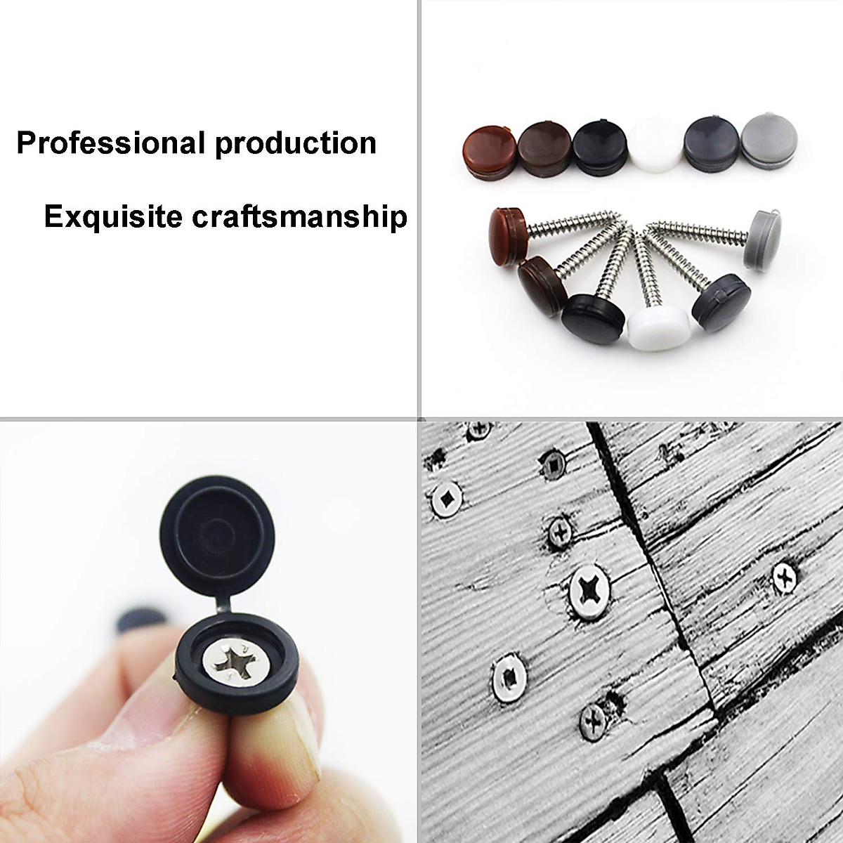 YouU 50 pcs Plastic Hinged Screw Cover Caps Washer Flip Tops (Black)