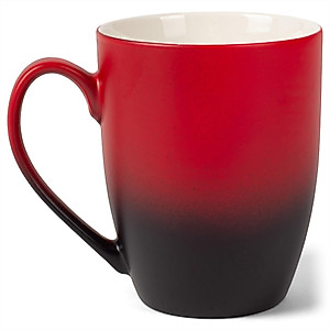 Elanze Designs Red Black Two Toned Ombre Matte 12 ounce Ceramic Stoneware Coffee Cup Mugs Set of 4