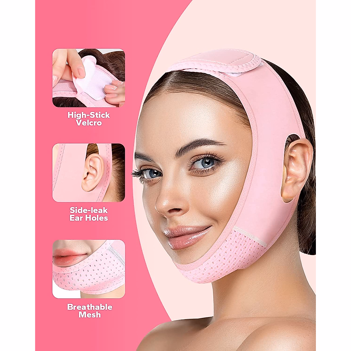 FairyFace Reusable V Line Lifting Mask, Double Chin Reducer, Chin Strap, Face Belt, Lift and Tighten the Face to Prevent Sagging, Create a V Shaped Face Full of Vitality